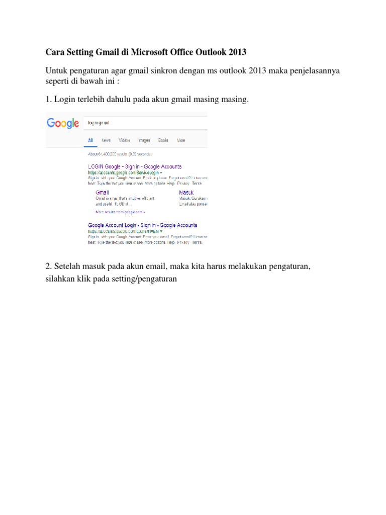 Setting Gmail di Outlook 2013 | PDF