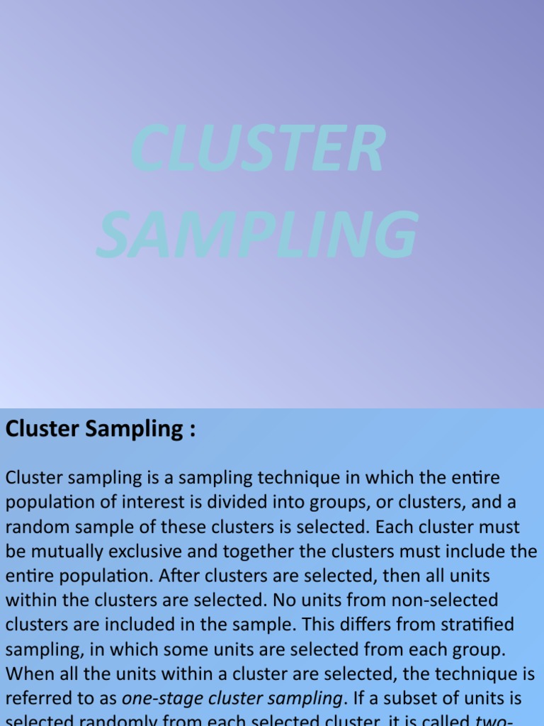 Cluster Sampling