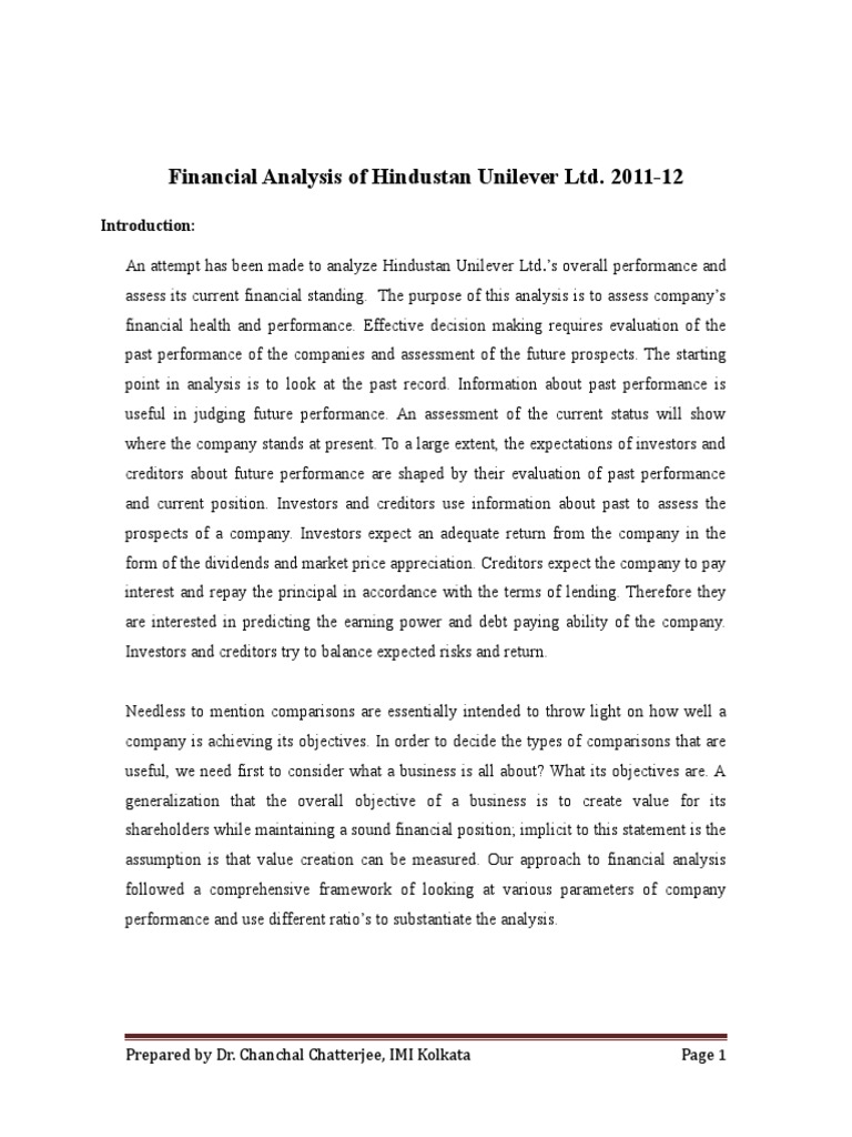 HUL Financial Analysis | PDF | Working Capital | Leverage (Finance)