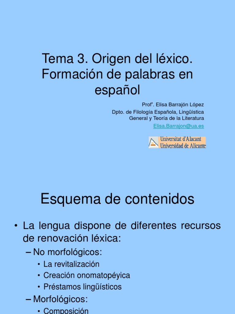 Recursos morfológicos en el léxico español | PDF | Palabra | Morfología ...