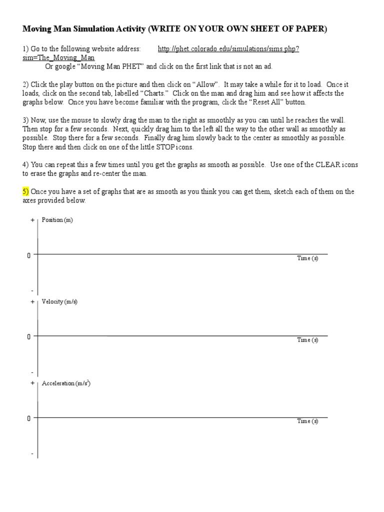 Ps CH 11 Lab Phet Moving Man Activity2 | PDF | Velocity | Acceleration