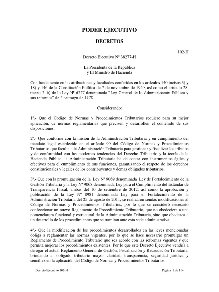 Reglamento de Procedimiento Tributario | PDF | Pagos | Estatuto de limitaciones