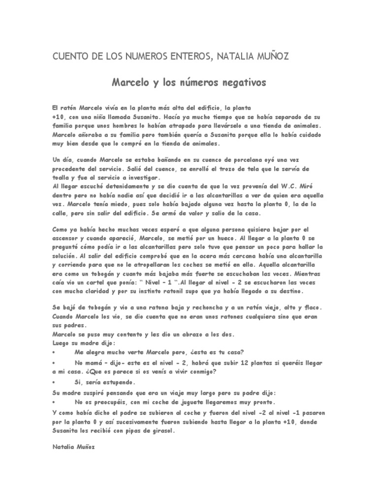 Cuento de Los Numeros Enteros | PDF | Ocio | Entretenimiento (general)