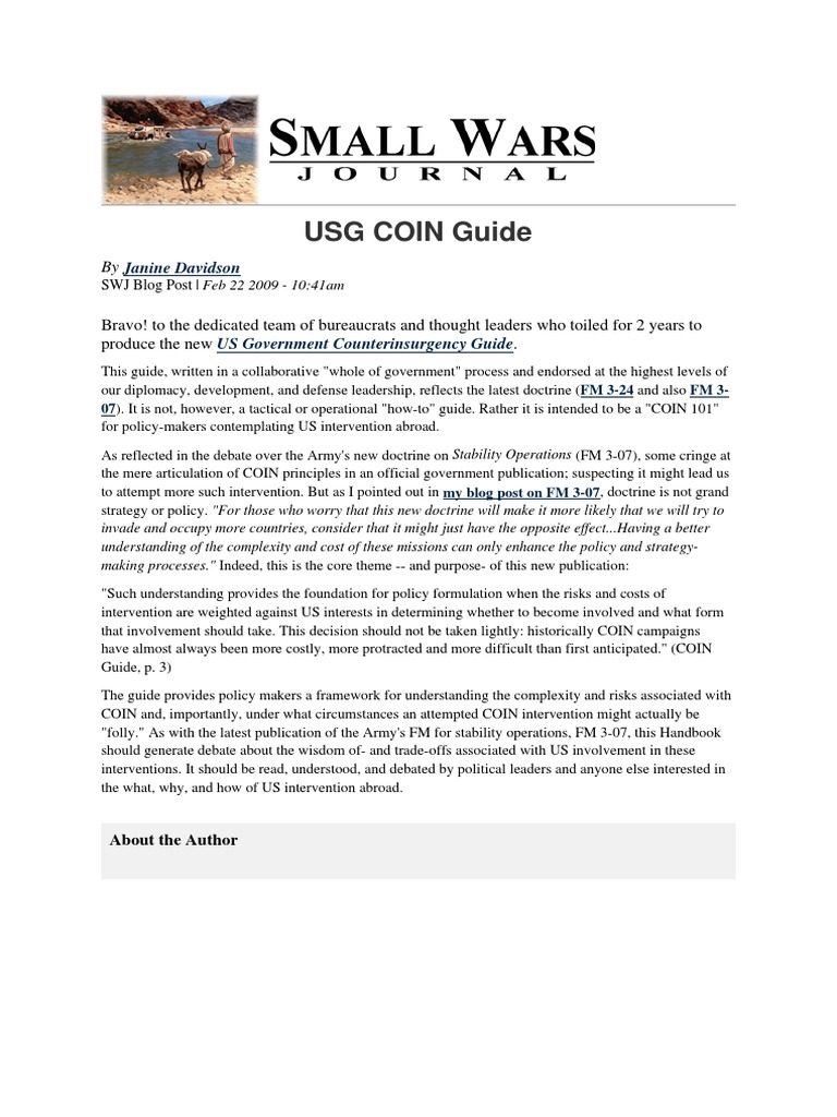 Small Wars Journal - USG COIN Guide - 2011-10-06 | PDF | United States ...