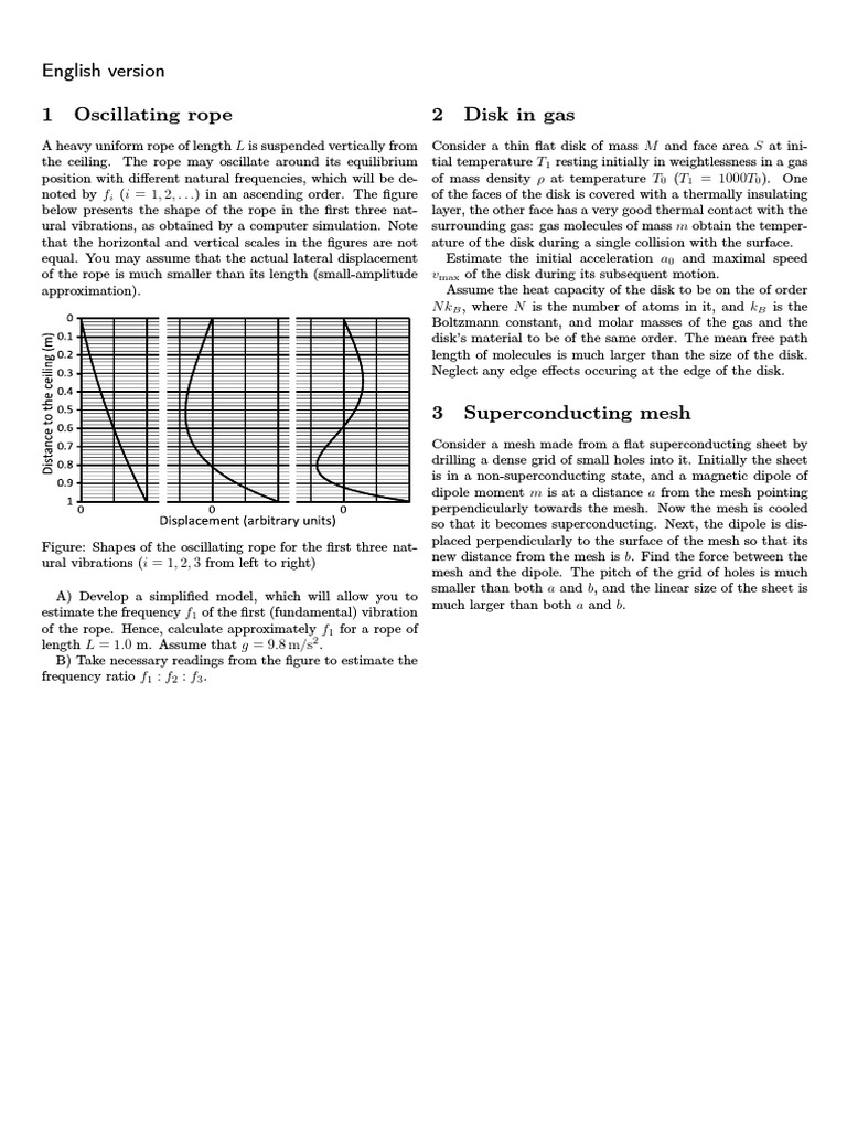 1 Oscillating Rope 2 Disk in Gas: English Version | PDF | Gases | Heat ...