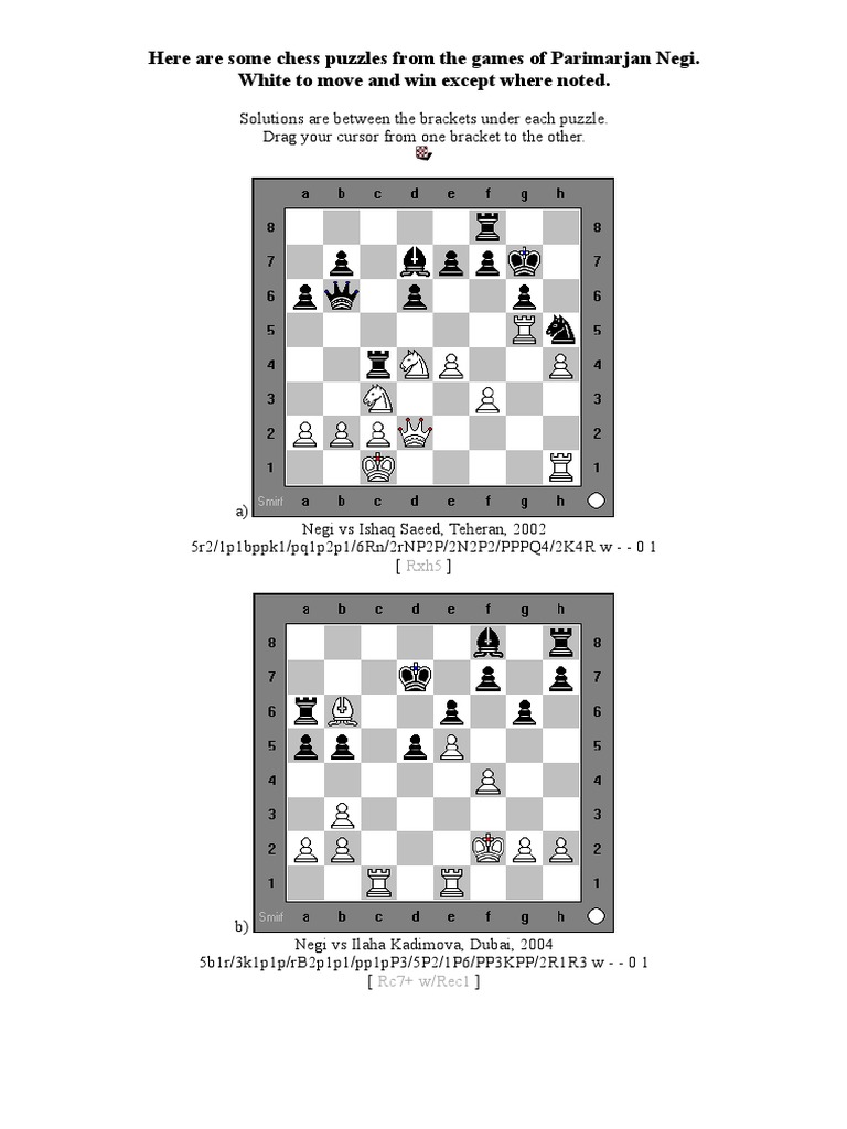 Parimarjan Negi's Winning Moves | PDF | Chess | Competitive Games
