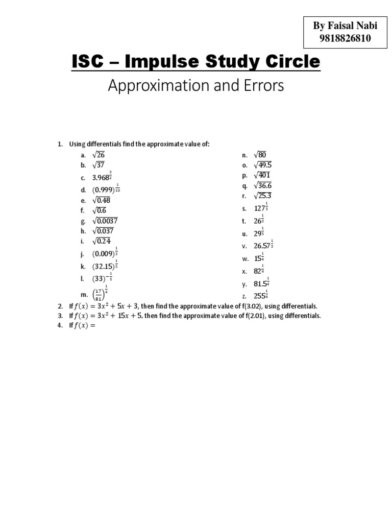 Approximation and Errors | PDF