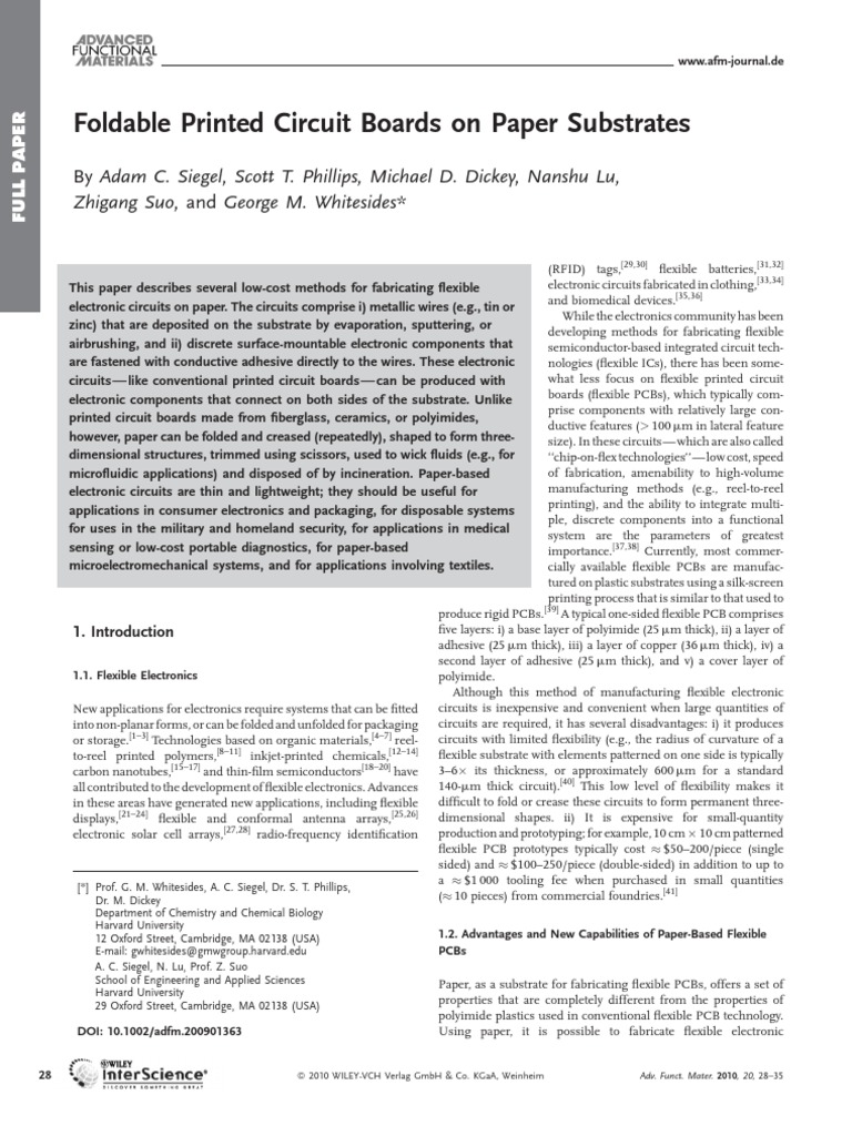 Foldable Printed Circuit Boards On Paper Substrates | PDF | Thin Film ...