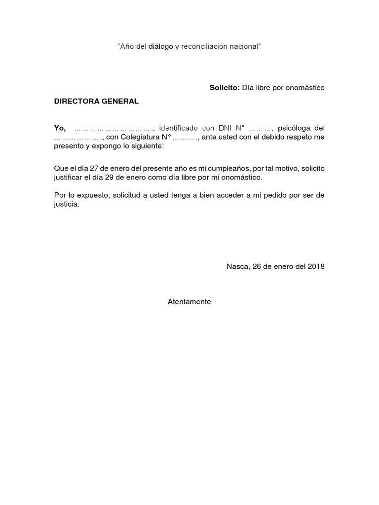 Solicitud de Día Libre | PDF