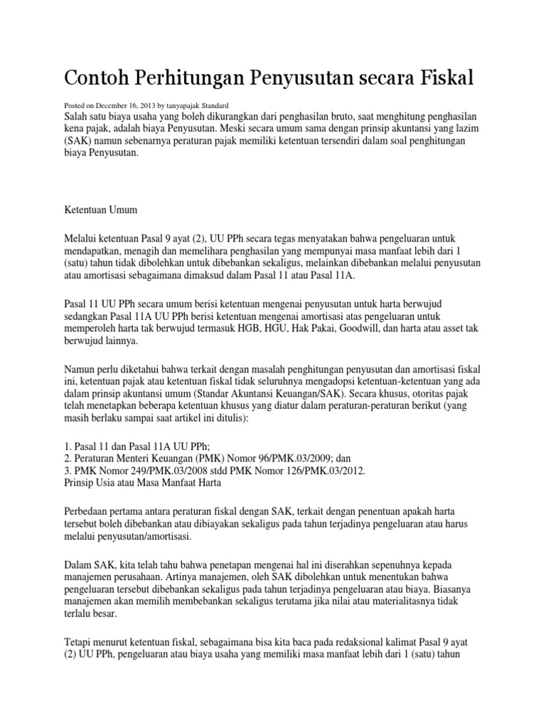 Contoh Perhitungan Penyusutan Secara | PDF
