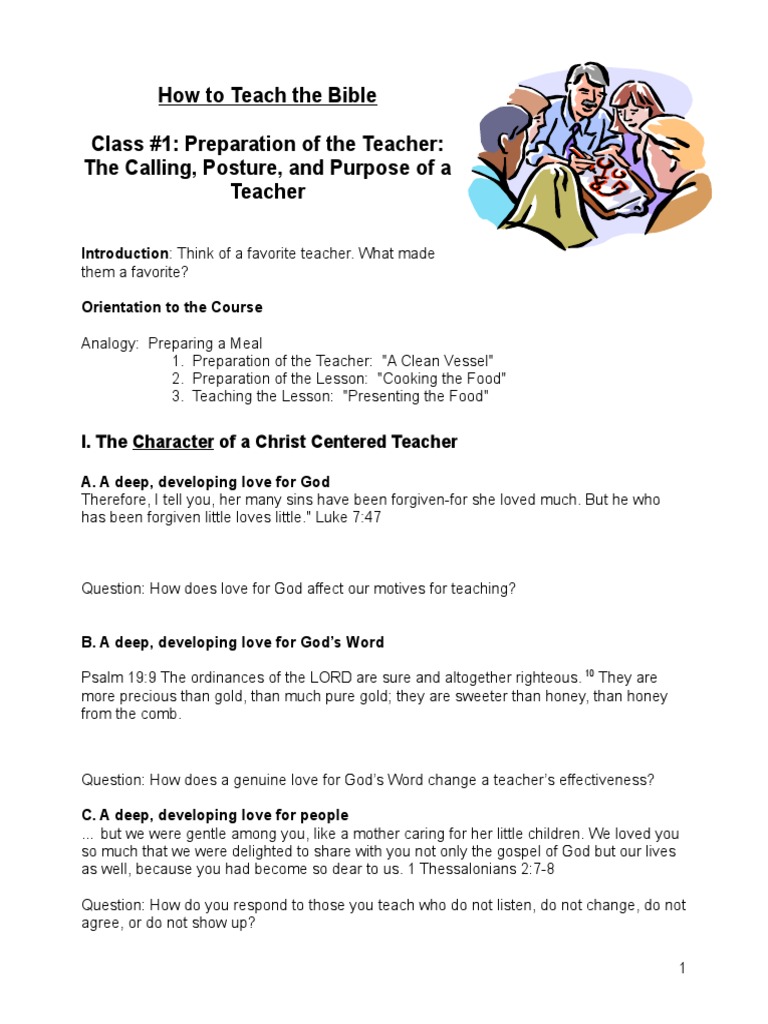 How To Teach The Bible Class #1: Preparation of The Teacher: The ...