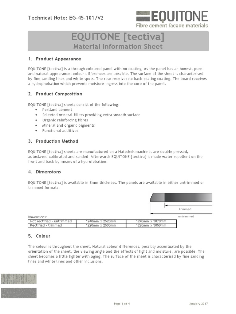 EG-45-101 Material Information Sheet (Tectiva) V2 | PDF | Kilogram | Dust