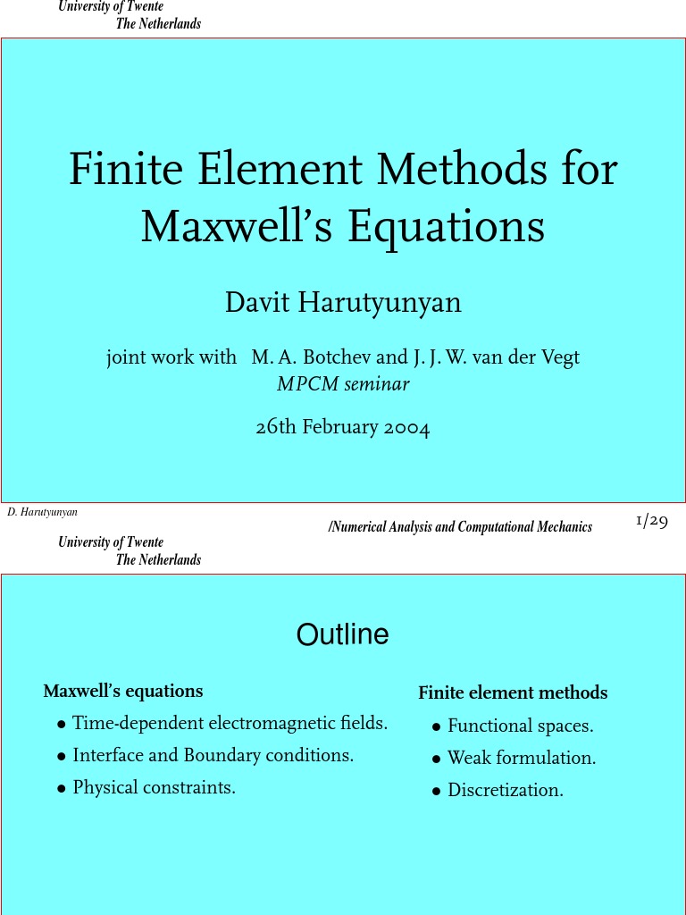 Finite Element Methods For Maxwell's Equations: Davit Harutyunyan | PDF ...
