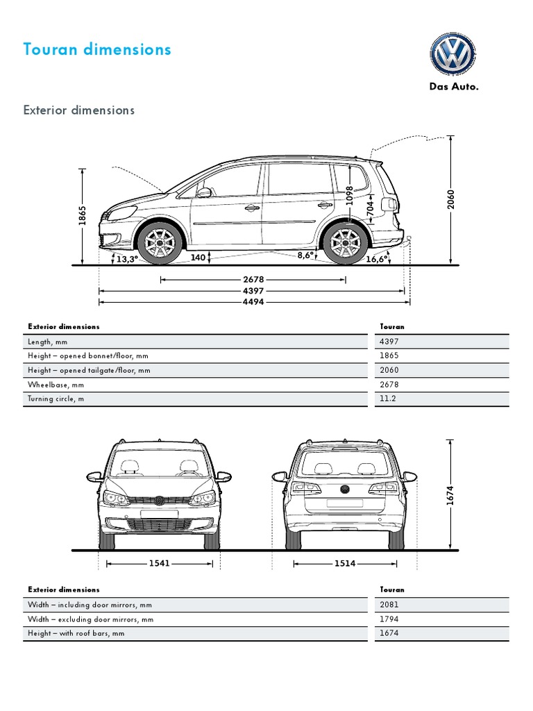 VW Touran Dimensions Overview | PDF | Technology & Engineering