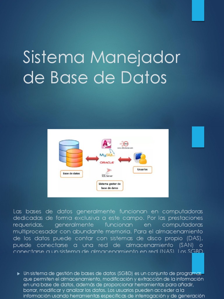 Sistema Manejador de Base de Datos | PDF | Bases de datos | Áreas de ...