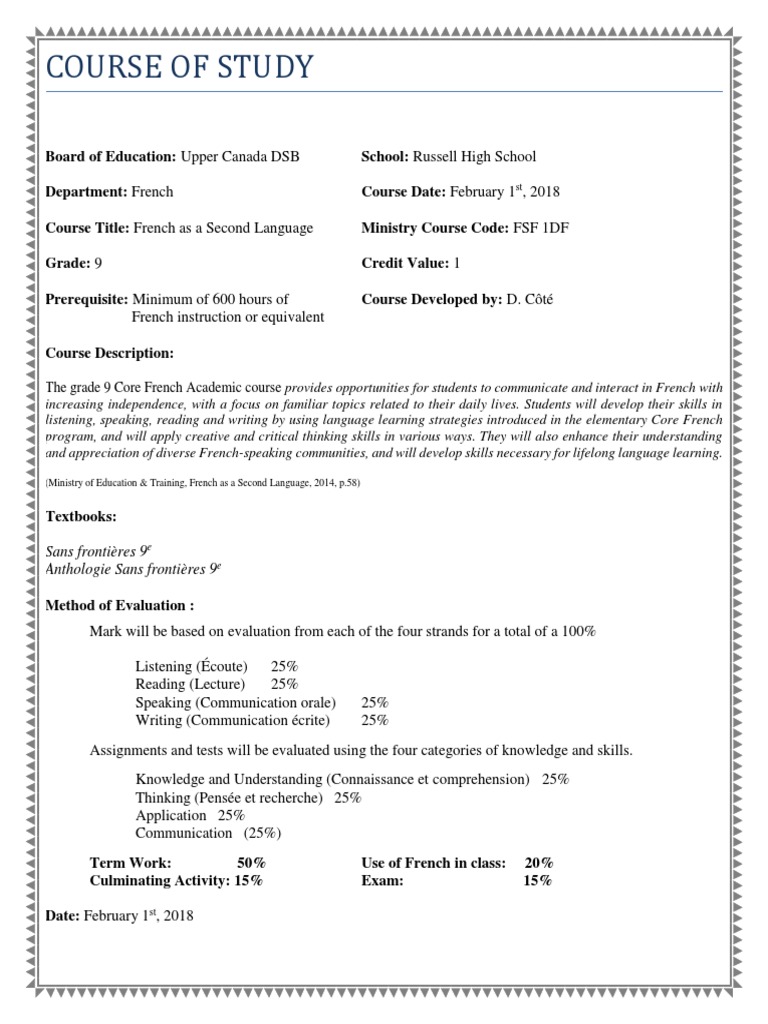 FSF 1df | PDF | French Language | Reading Comprehension
