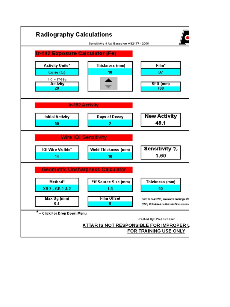 ATTAR - Gamma Exposure Calculator and RT Calculations | PDF