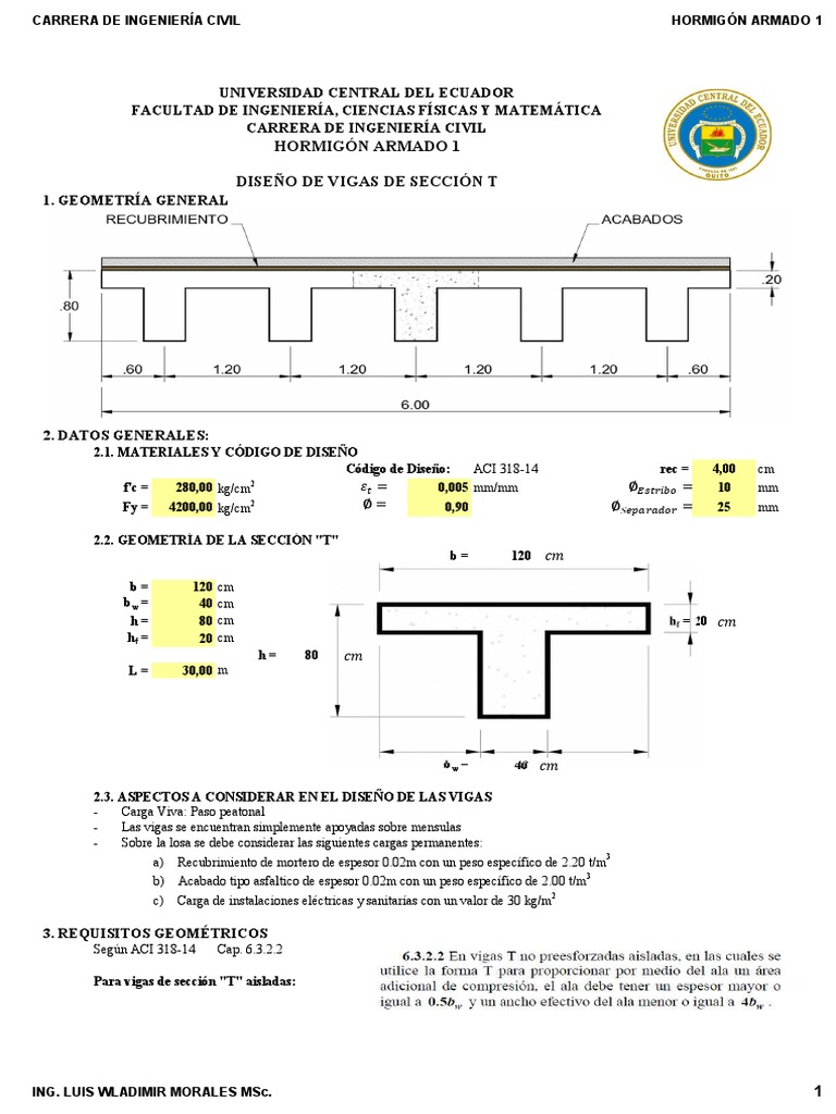 Diseño de Vigas t Ejercicio 1 | PDF | Ciencia y Tecnología | Ingeniero civil