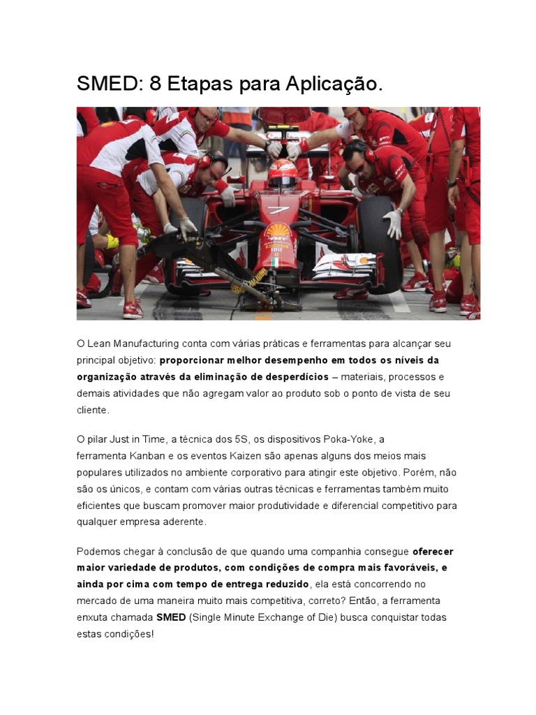 SMED - 8 Etapas para Aplicação | PDF | Qualidade (negócios) | Tempo