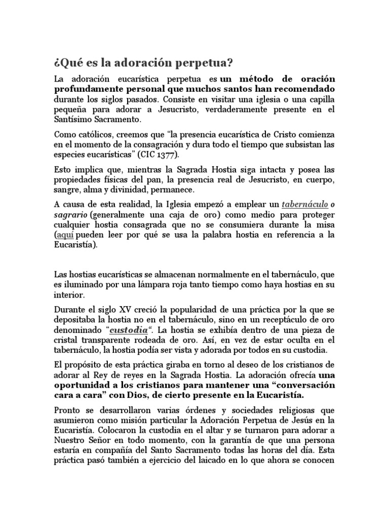 Adoración Eucarística Perpetua: Significado y Práctica | PDF ...