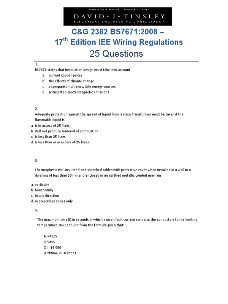 2382 25Q Exam Questions Only | PDF | Electrical Equipment | Physical ...