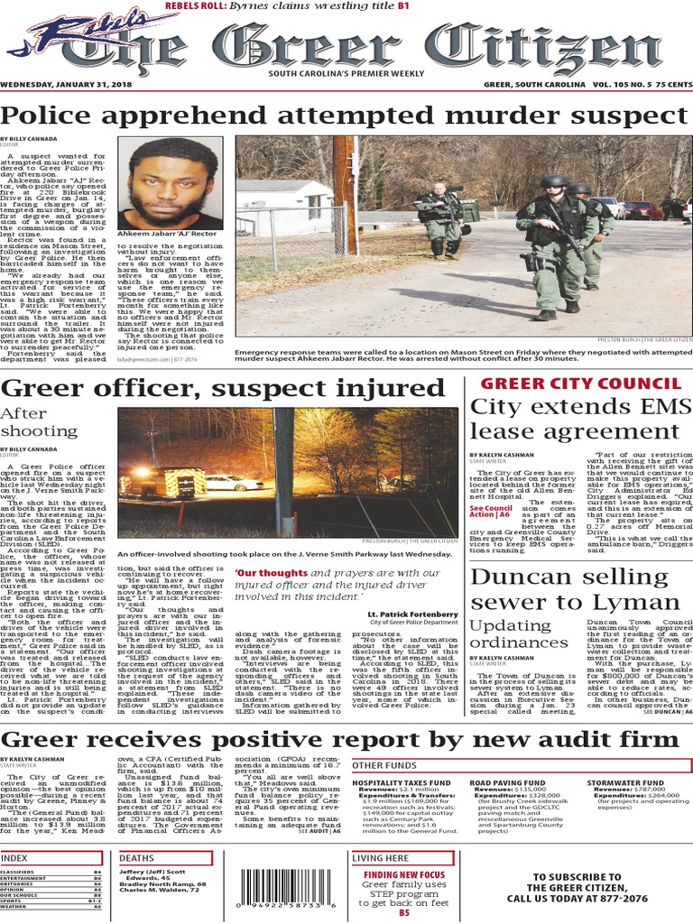 Greer Citizen E-Edition 1.31.18 | Download Free PDF | Police | Foods