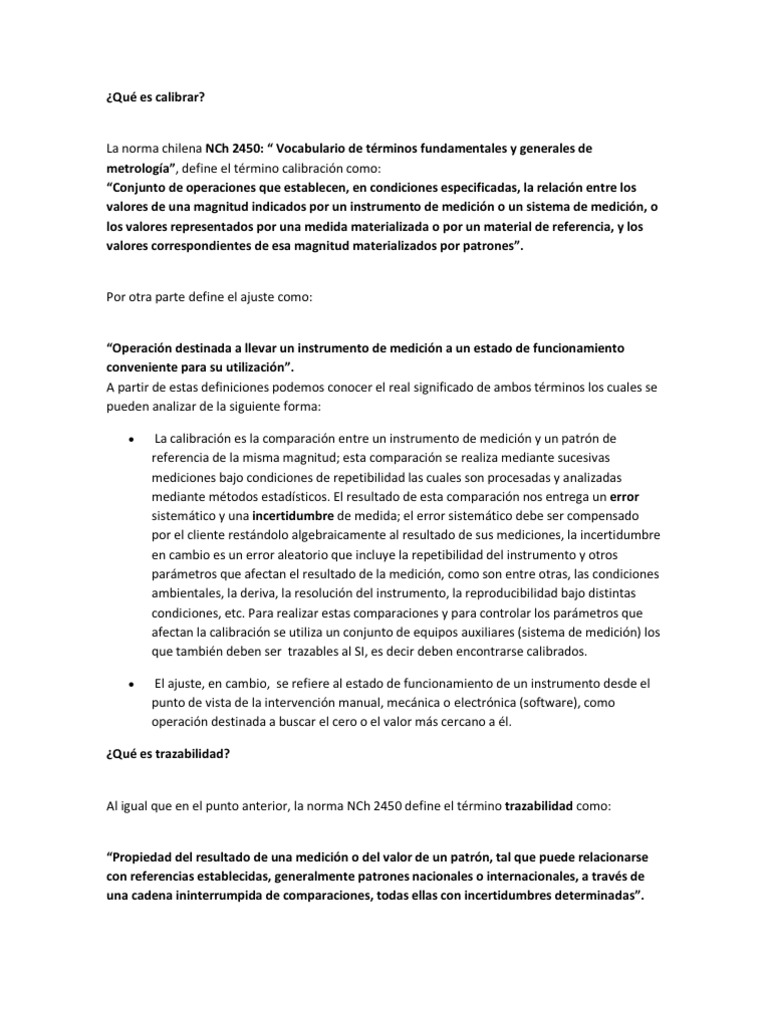 Qué Es Calibrar | Descargar gratis PDF | Calibración | Medición
