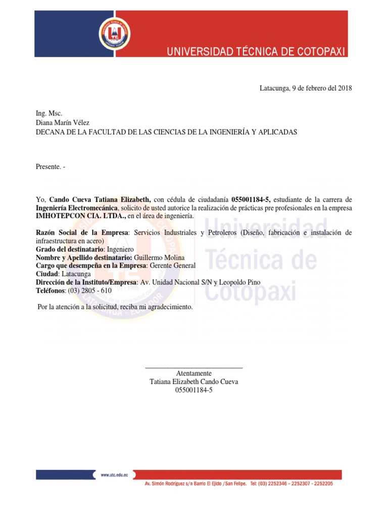 Modelo de Oficio Pasantias | PDF | Interacciones de disciplina ...