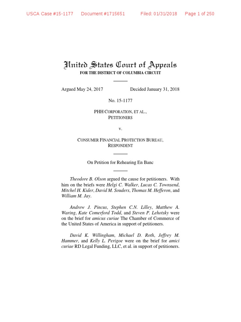 CFPB Structure Upheld by DC Circuit Court | PDF | Consumer Financial ...