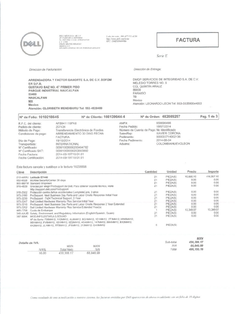 Factura Laptop Dad | PDF
