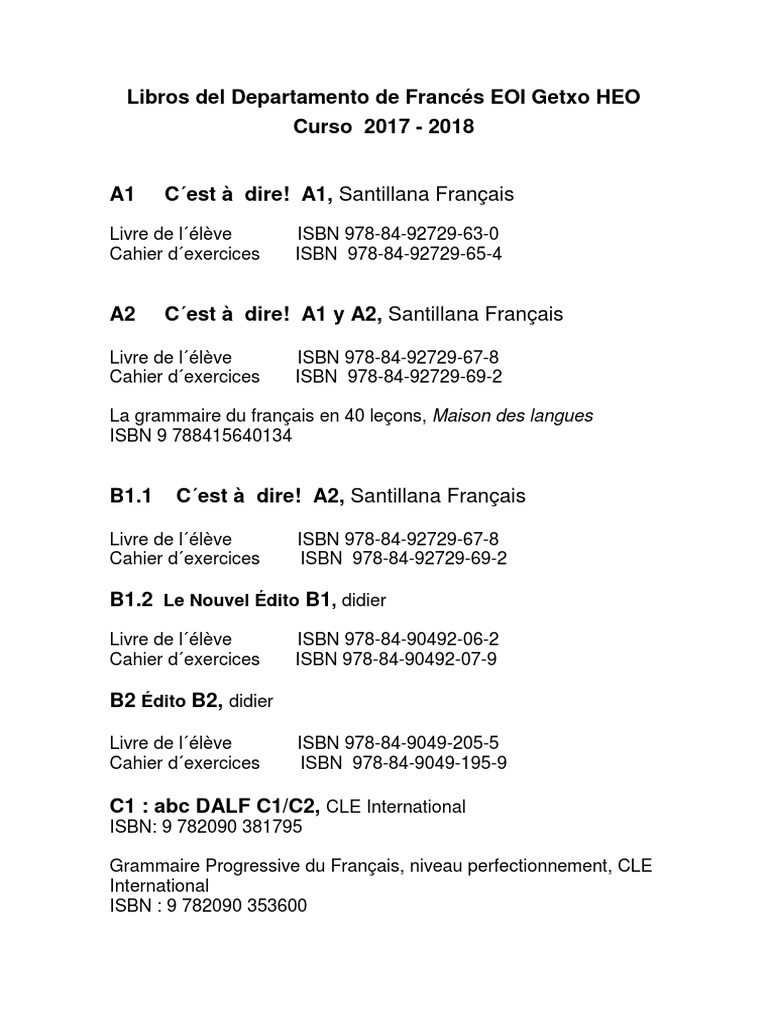 Frances Bibliografía 2017-2018 PDF | PDF | Études des langues étrangères