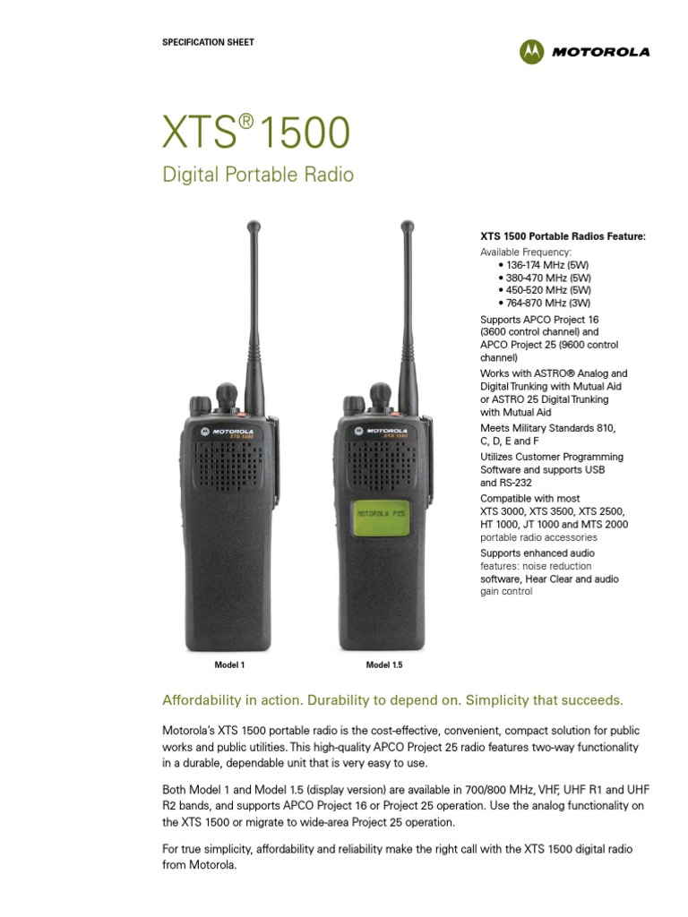 Et Radio Motorola Xts 1500 | PDF | Hertz | Ultra High Frequency