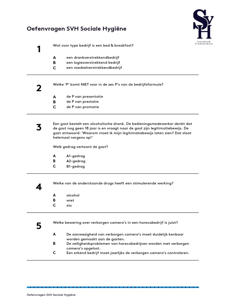 Oefenvragen SVH Sociale Hygiene | PDF