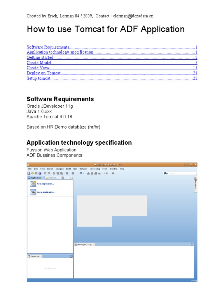 How To Use Tomcat For ADF Application: Software Requirements | PDF | Oracle Database | Component ...