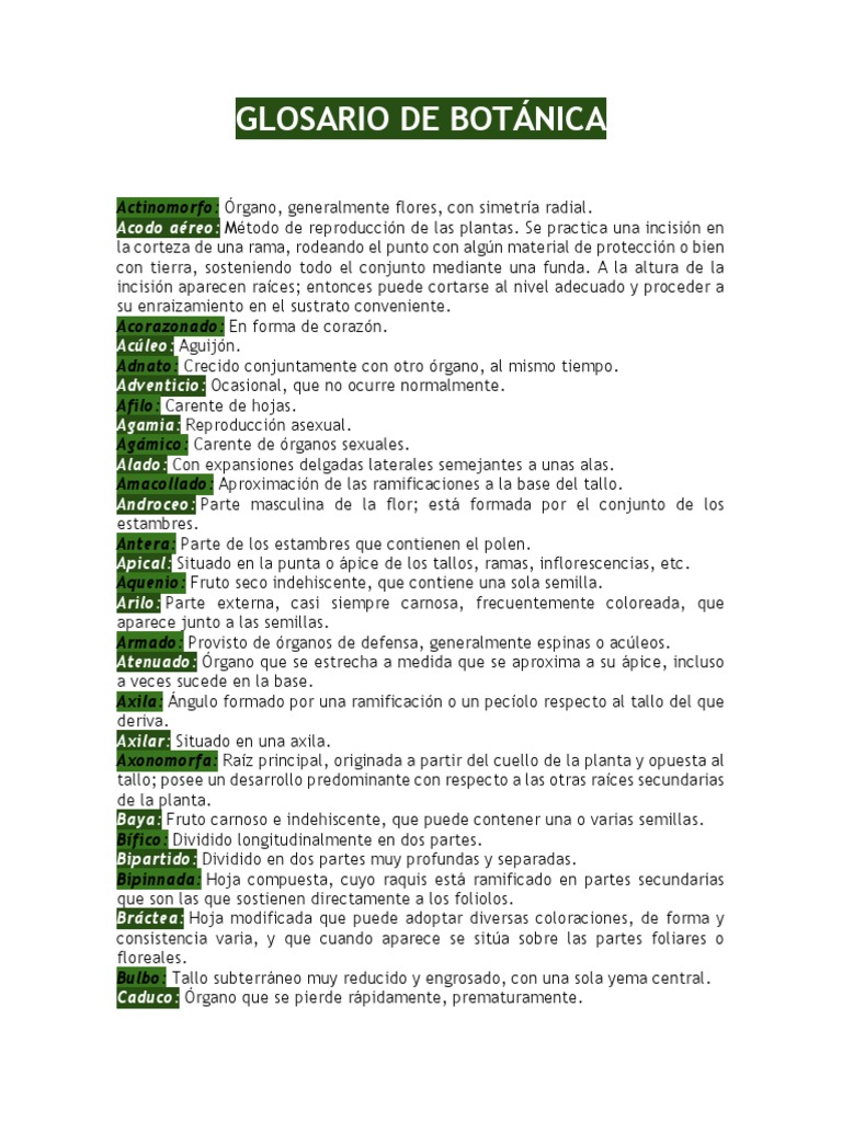 Glosario de Botánica | PDF | Hoja | Flores