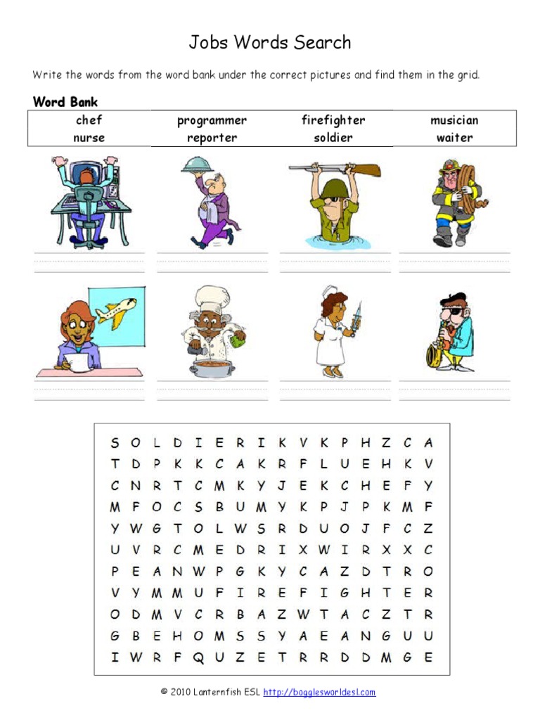 Easy Job Word Search | PDF