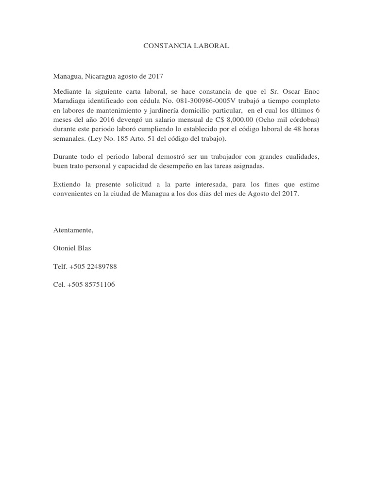 Constancia Laboral | PDF