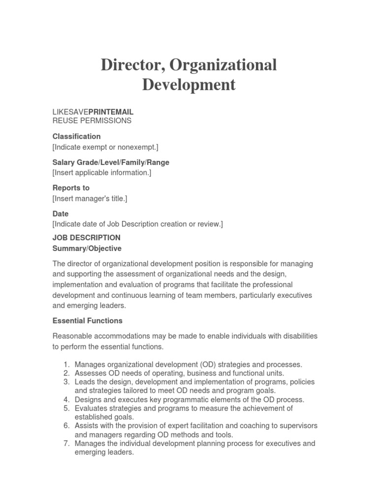 Director, Organizational Development: Printemail | PDF | Employment ...