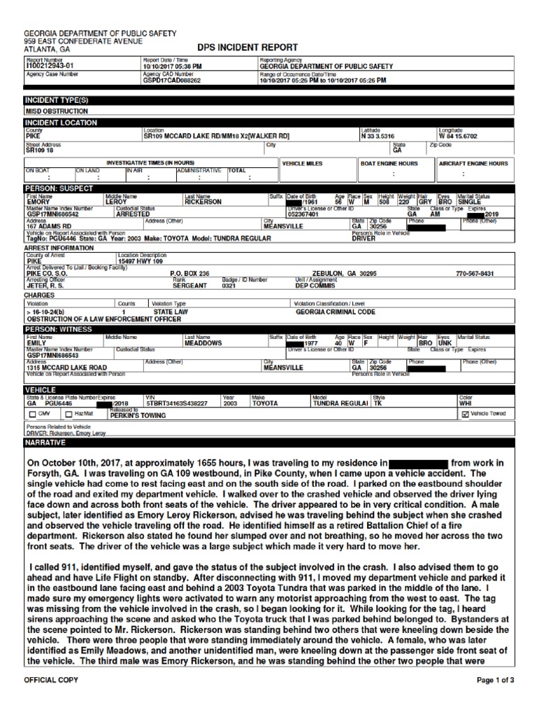 Georgia DPS Incident Report | PDF