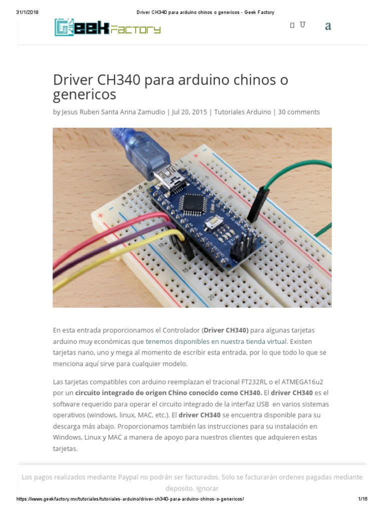 Driver CH340 para Arduino Chinos o Genericos - Geek Factory | PDF ...