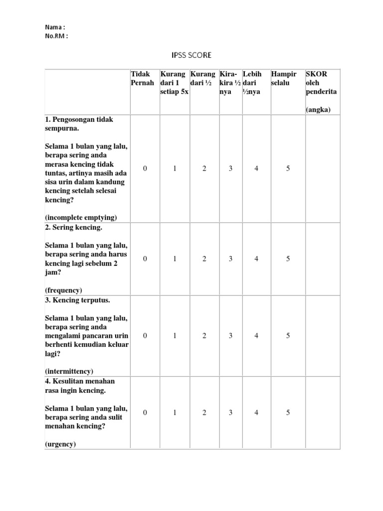 Ipss Score | PDF | Kesehatan Holistik
