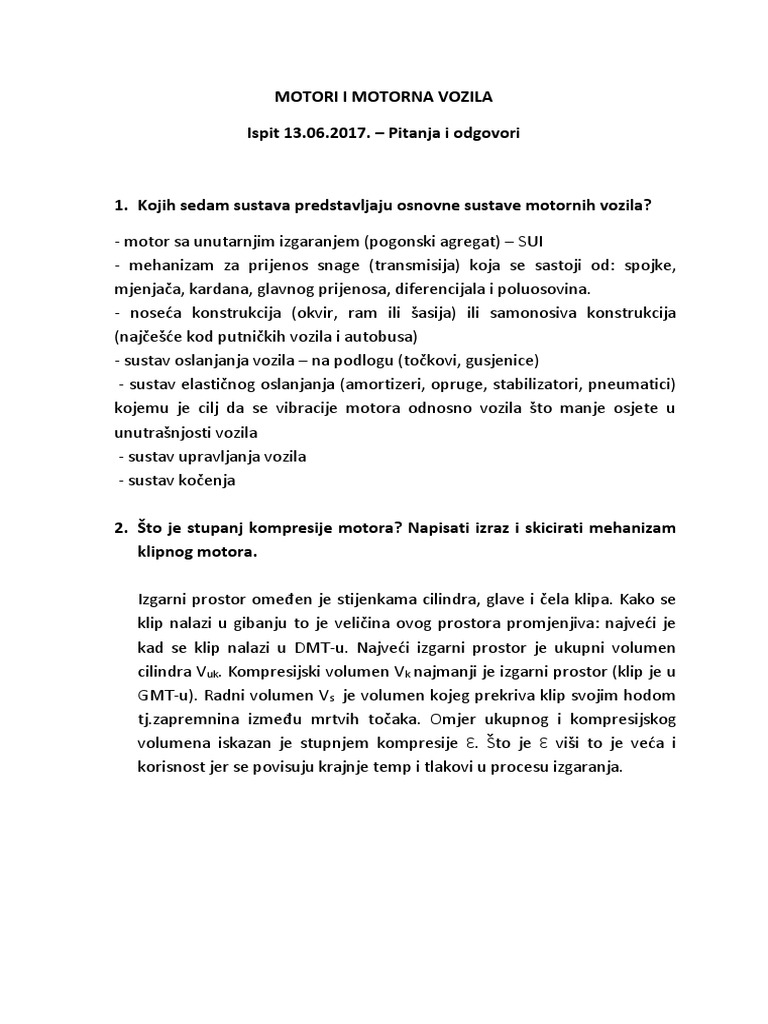 Motori I Motorna Vozila | PDF