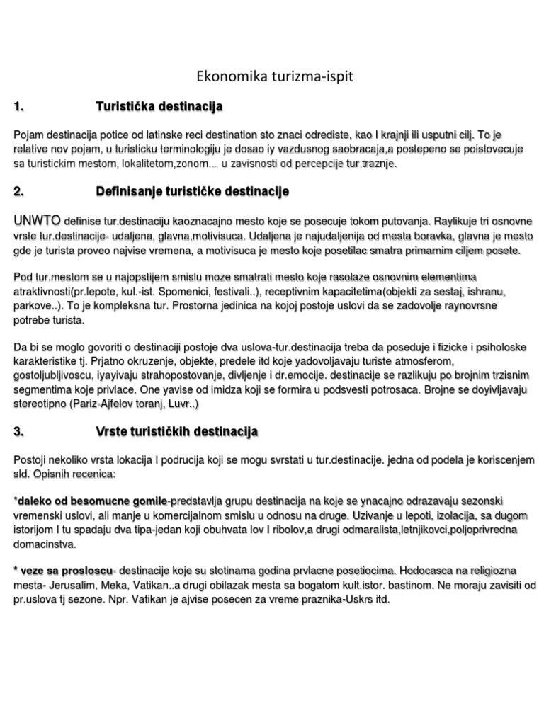 Ekonomika Turizma | PDF