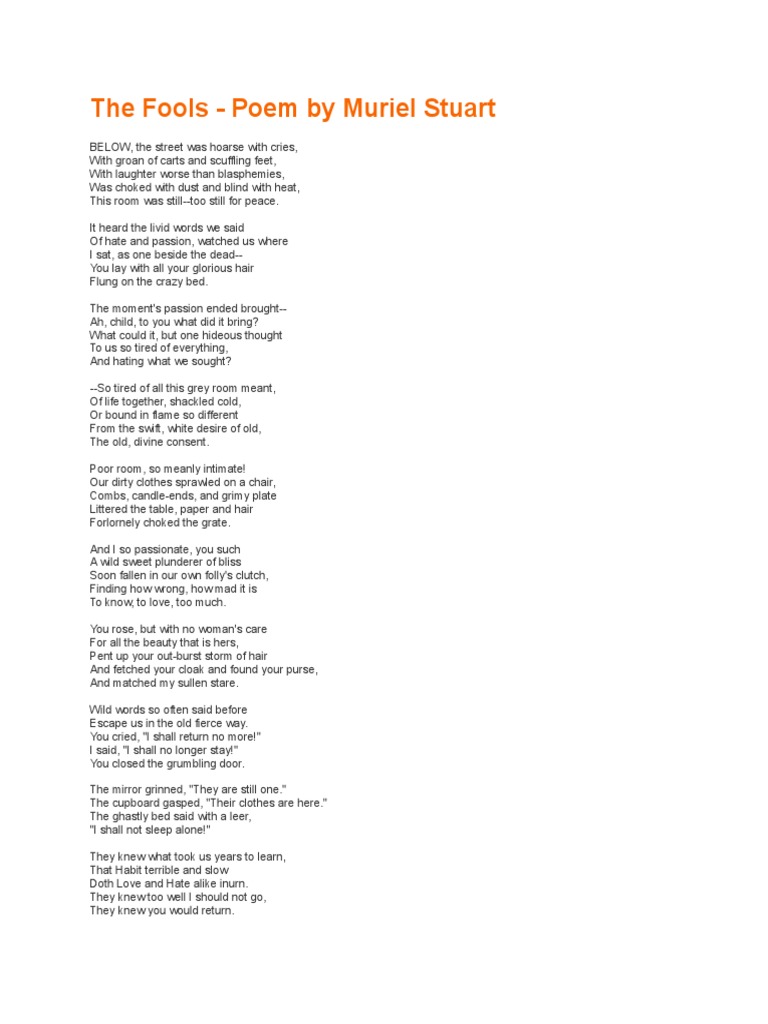 The Fools - Poem by Muriel Stuart | PDF