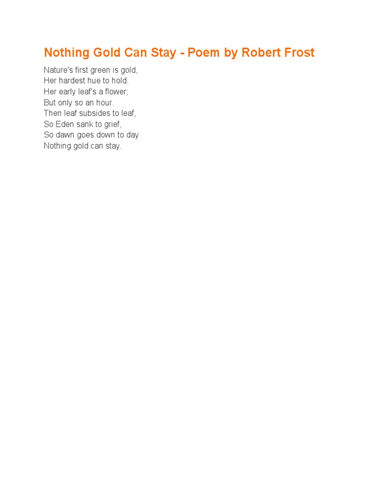 Nothing Gold Can Stay | PDF | English Language Literature | Poetry