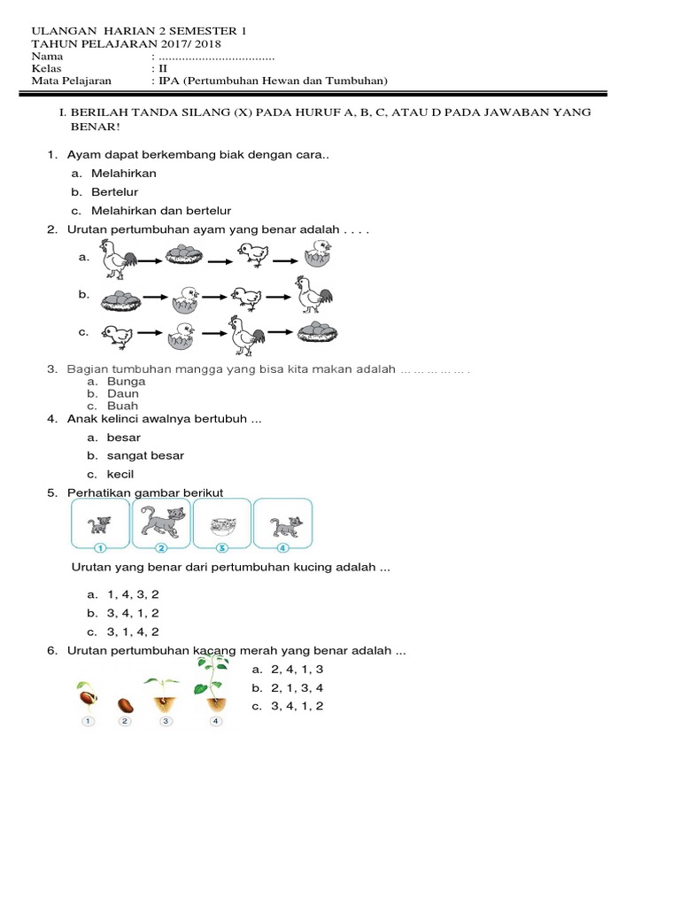 Ulangan Harian 2 Ipa Semester 1 Buat Besok | PDF