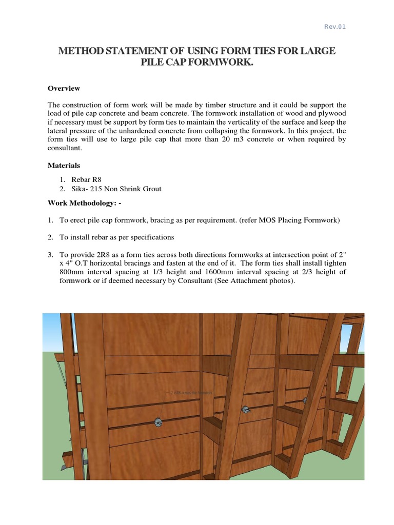 Method Statement of Using Tie Rod For Formwork Rev.01 | PDF
