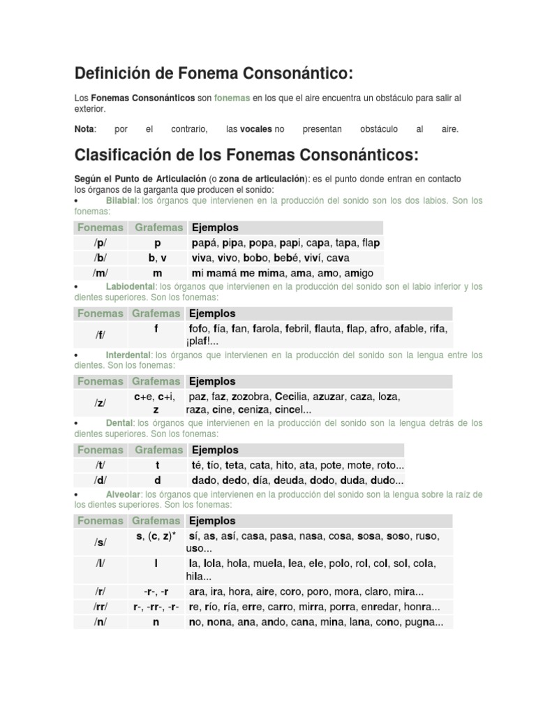 Definición de Fonema Consonántico | PDF | Comunicación oral | Fonología