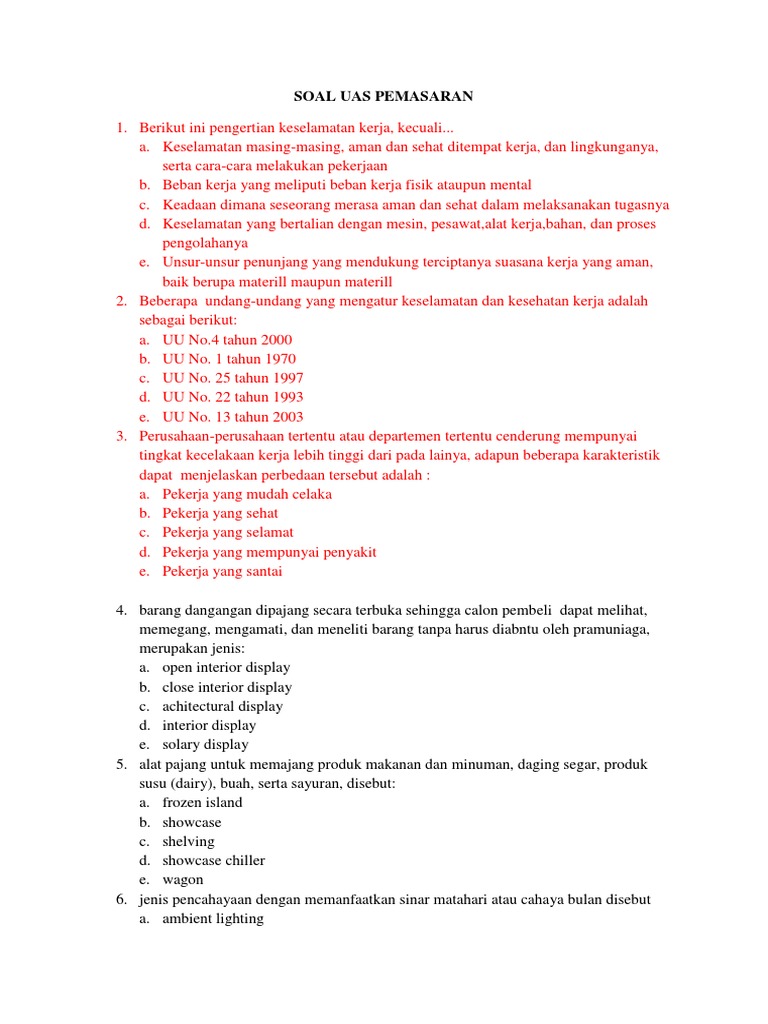 Soal Uas Pemasaran | PDF