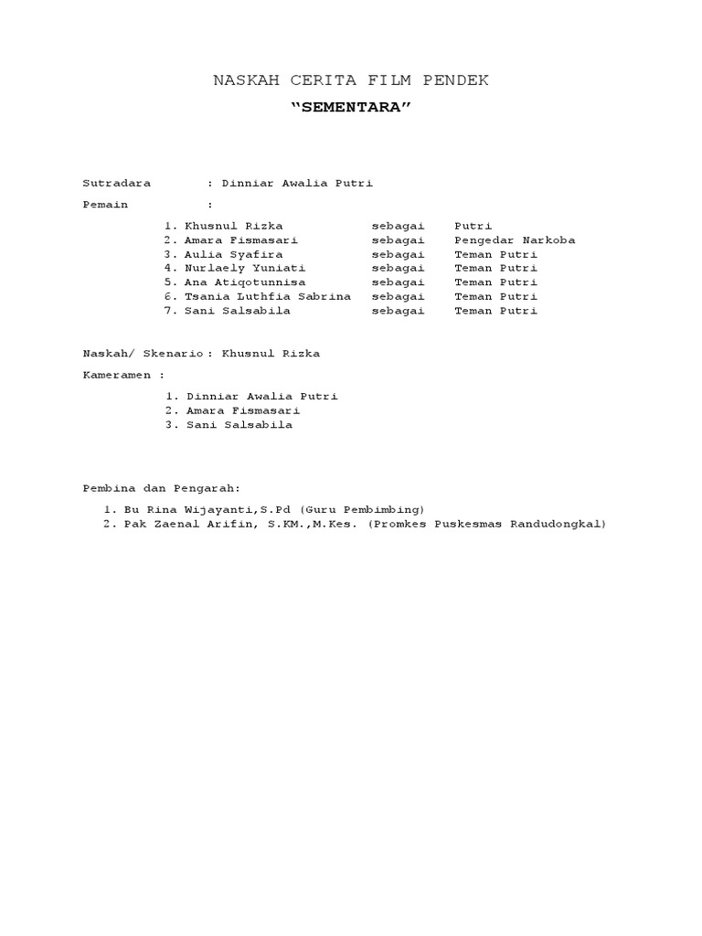 Contoh Sinopsis Film Pendek